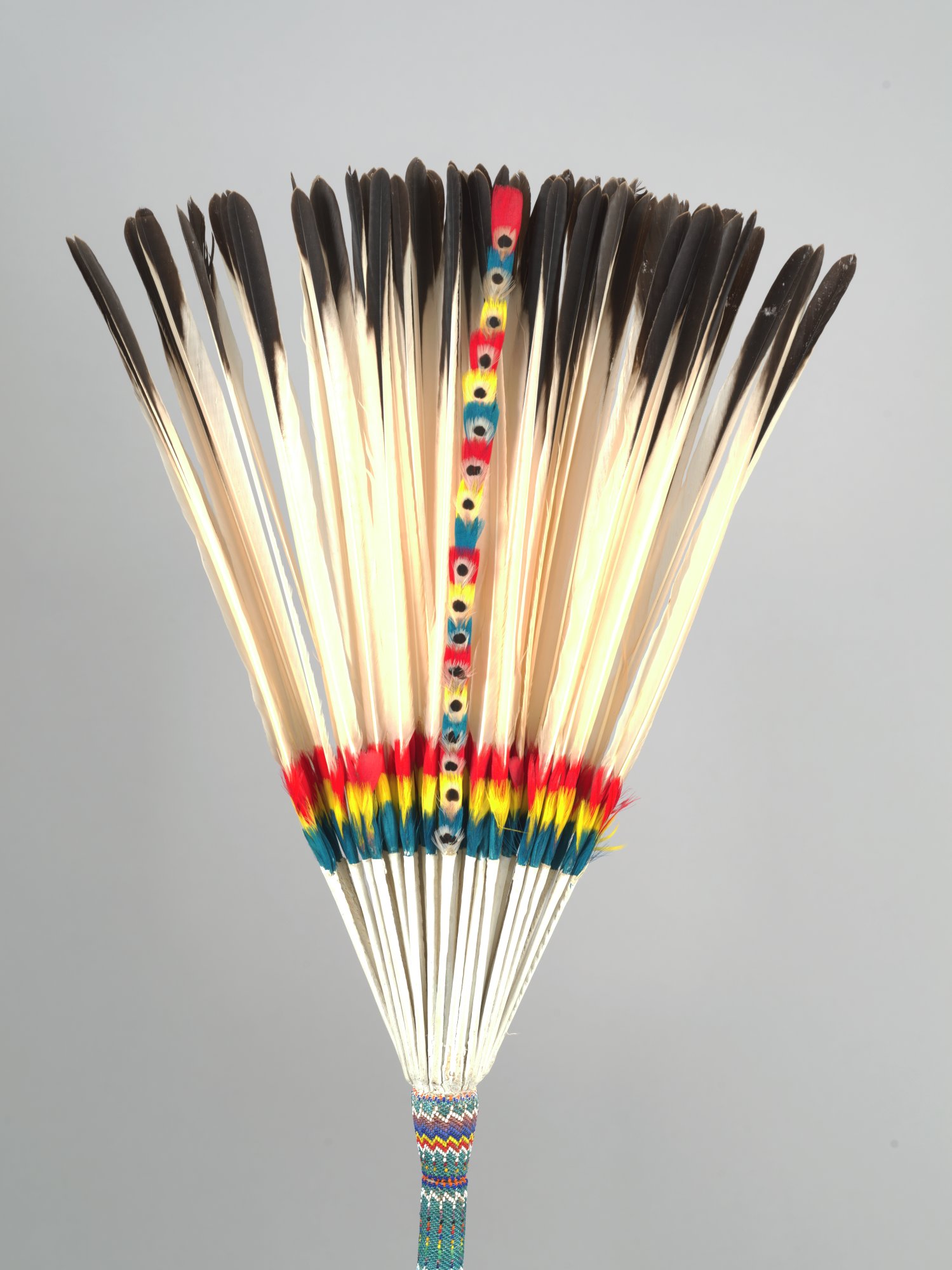 Native American Peyote Feather Fan Peyote Fan With Beaded Handle And