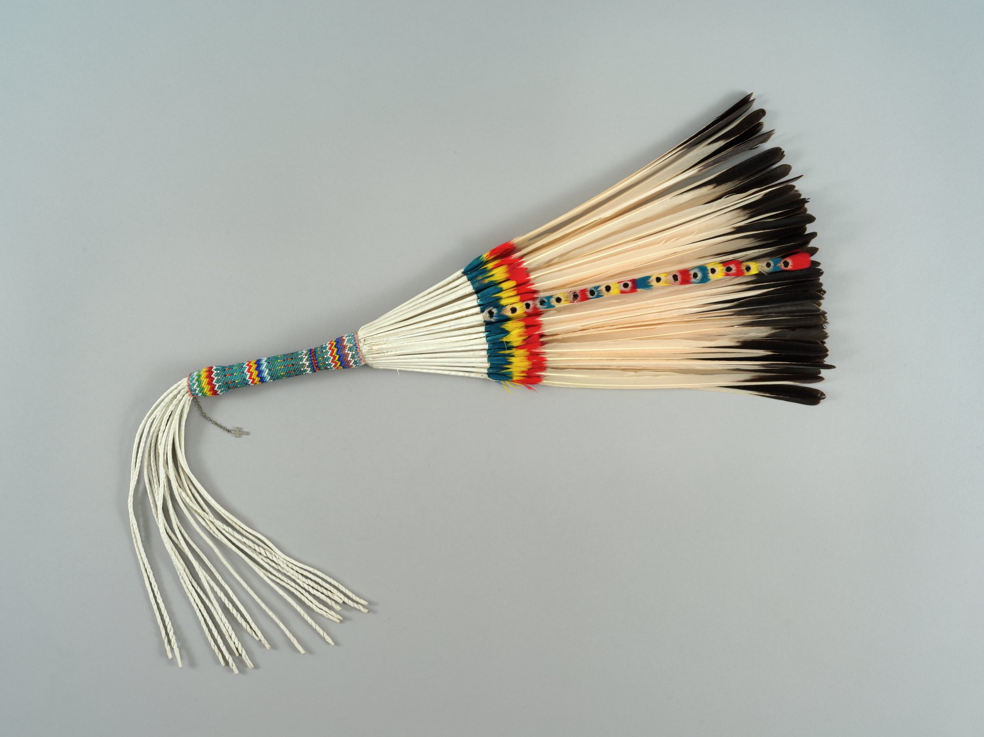 Native American Peyote Feather Fan Peyote Fan With Beaded Handle And