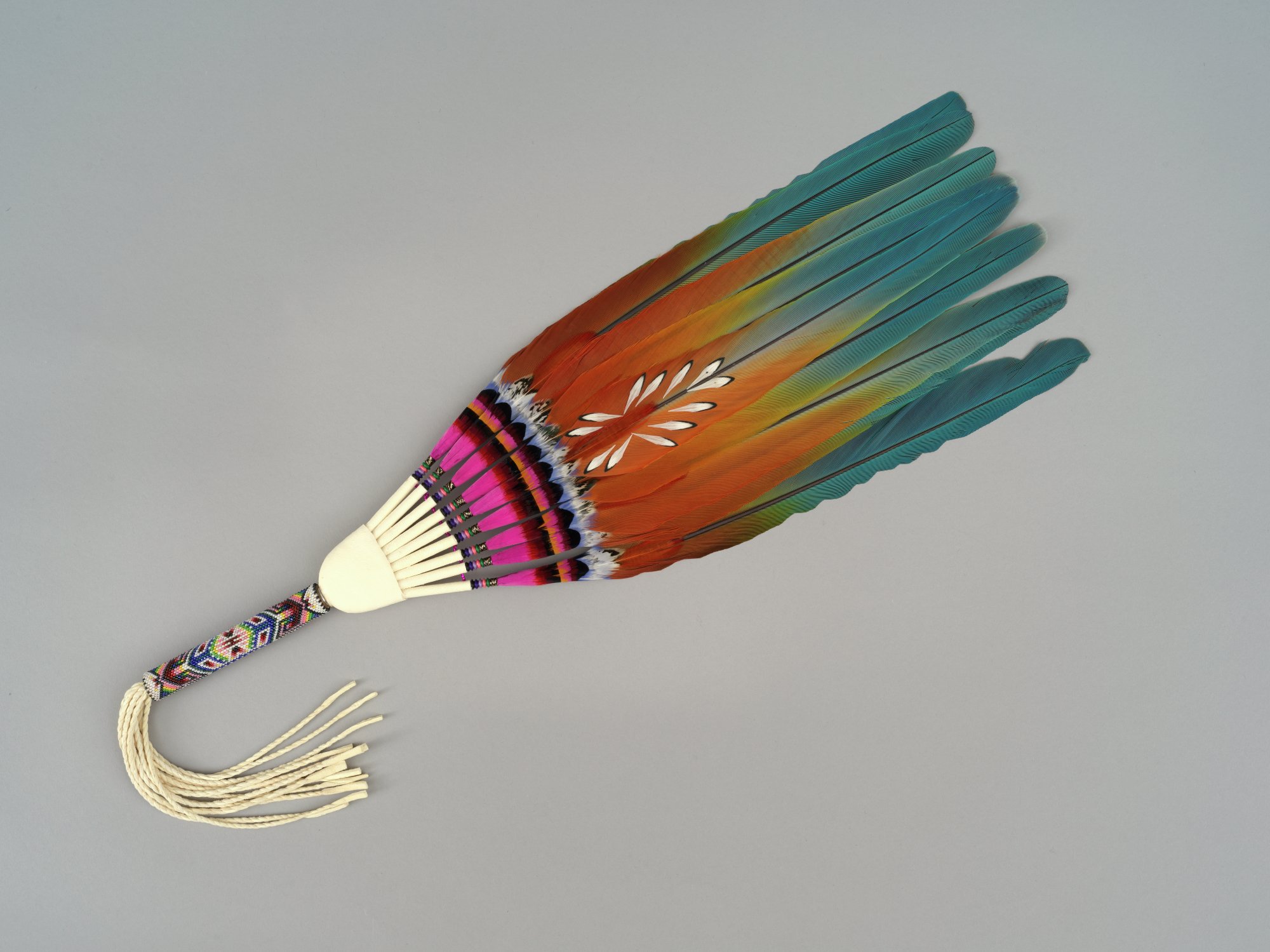 Native American Peyote Feather Fan Peyote Fan With Beaded Handle And