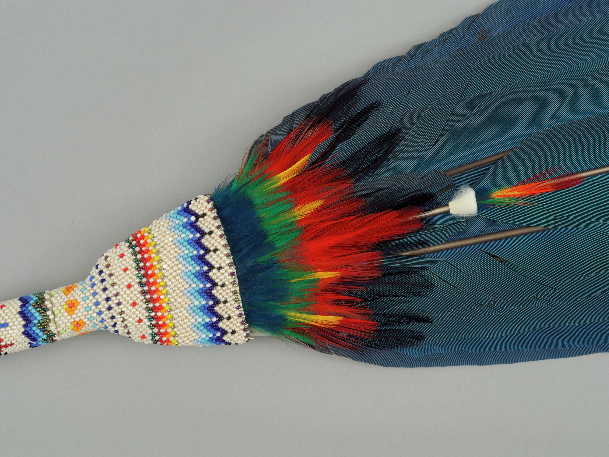 Native American Peyote Feather Fan Peyote Fan With Beaded Handle And
